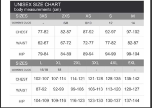 Size Chart 1 - Transplant Australia